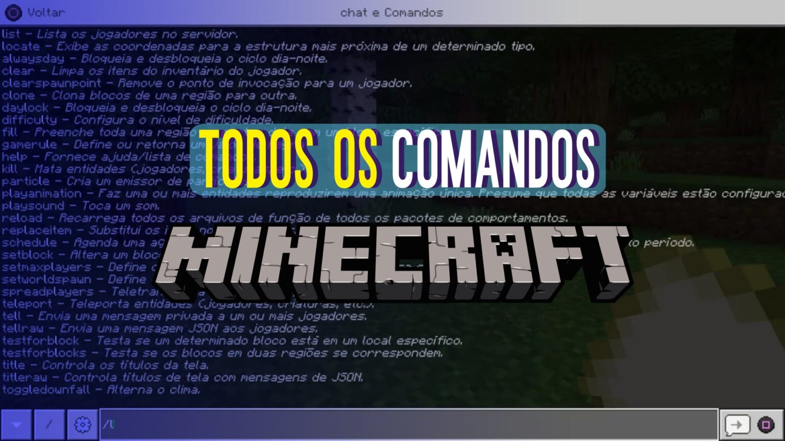 Todos os Códigos / Comandos do Minecraft (2023) - Clube do Vídeo Game