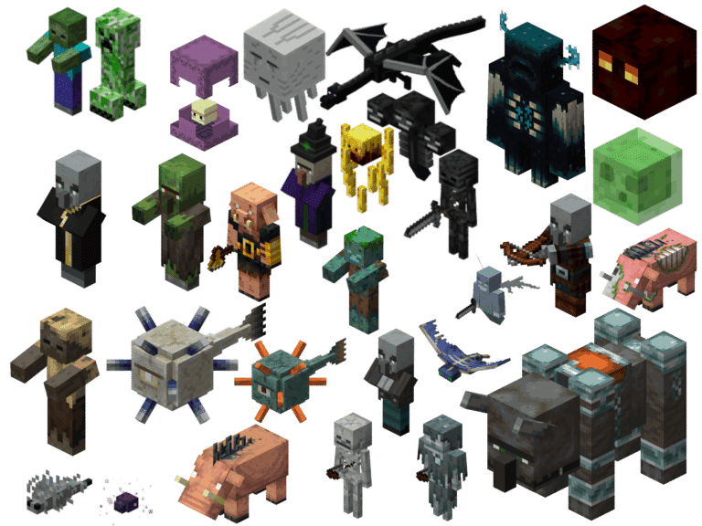 Todos os mobs do Minecraft: Hostis e chefes! - Clube do Vídeo Game